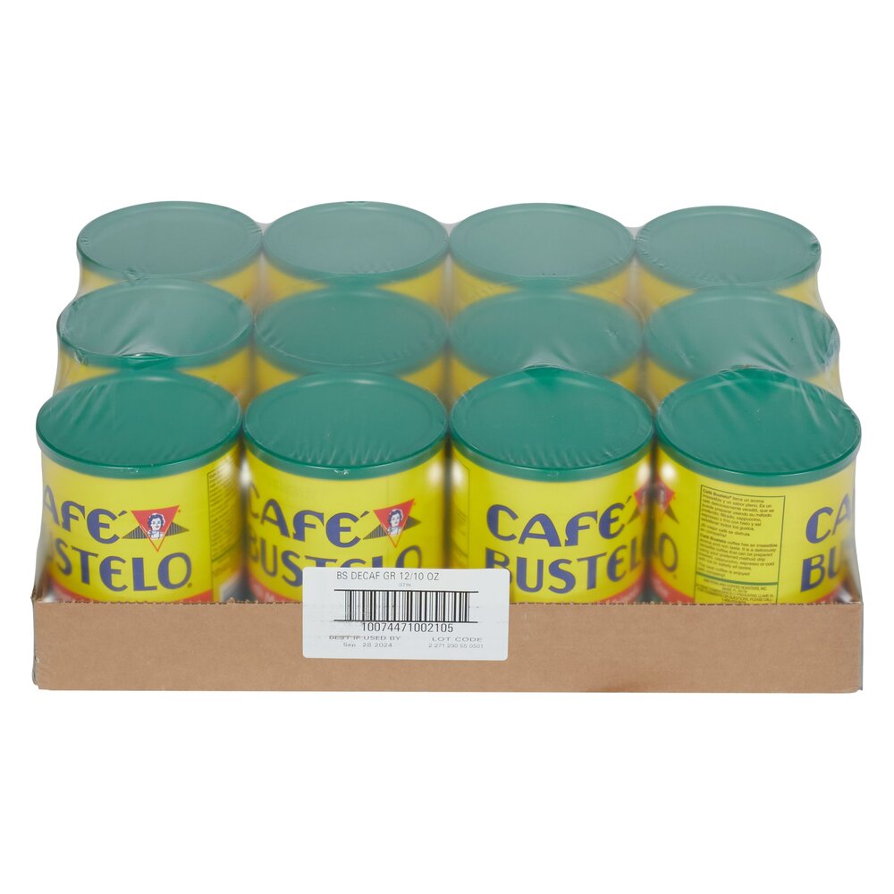 Café Bustelo 10 Ounce Decaffeinated Canister 12 Count Case