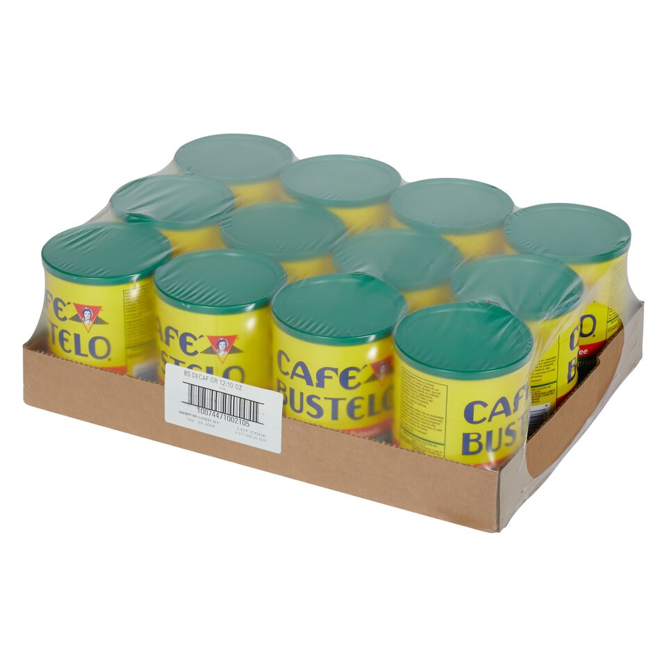 Café Bustelo 10 Ounce Decaffeinated Canister 12 Count Case