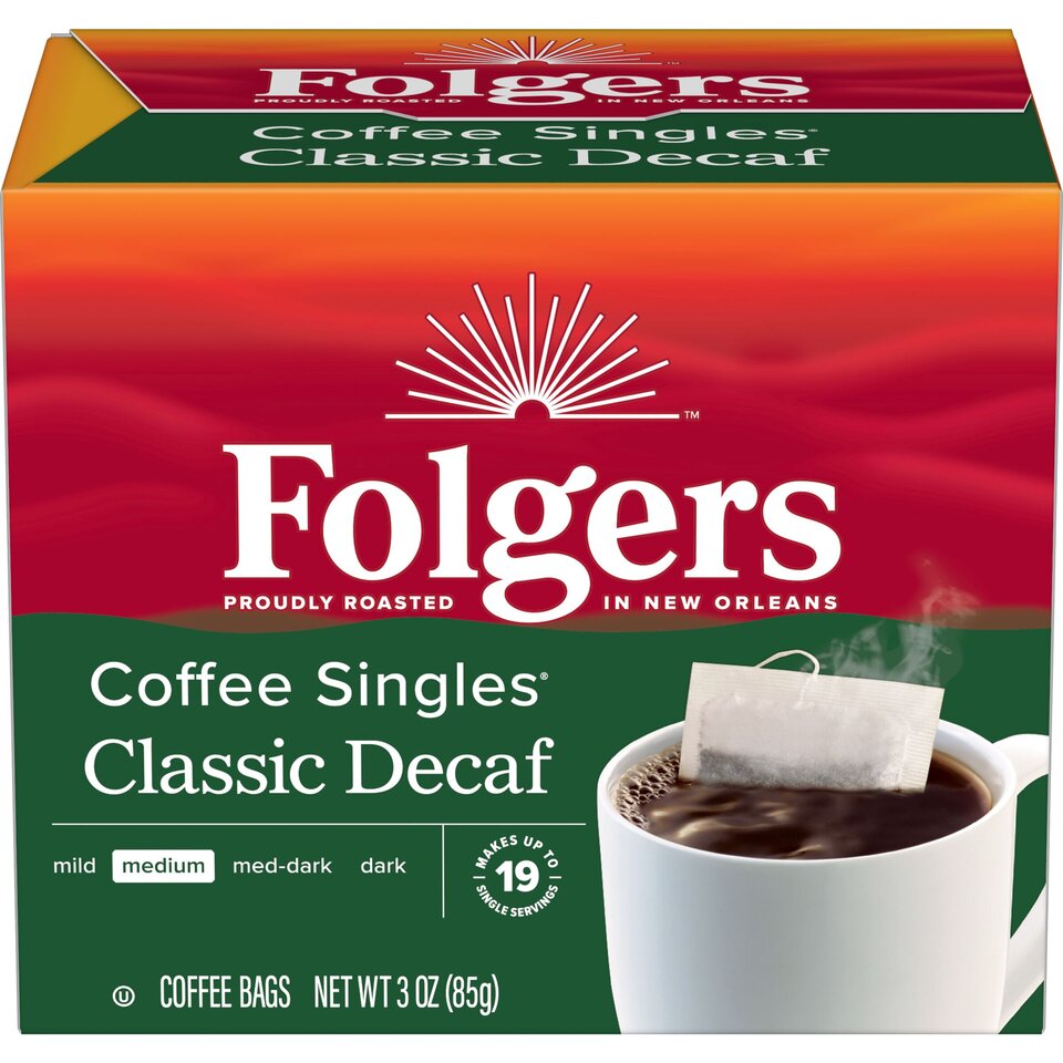 Folgers 3 Ounce Decaffeinated Singles 19 Count Regular