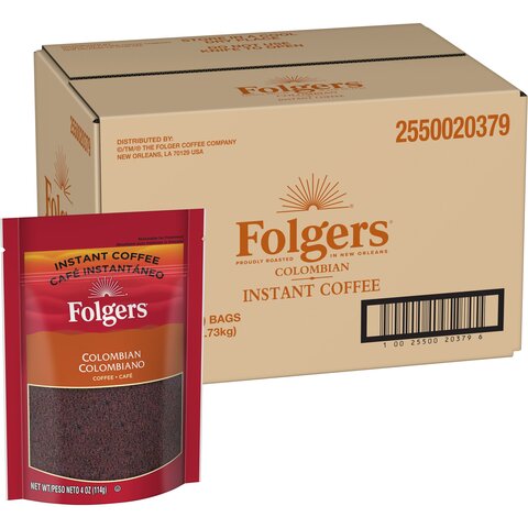 Folgers 4 Ounce 100% Colombian Instant 24 Count Case