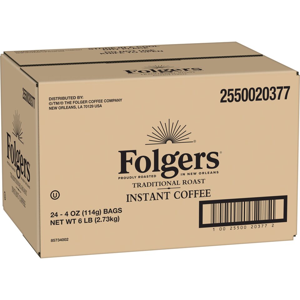 Folgers 4 Ounce Traditional Roast Instant 24 Count Case