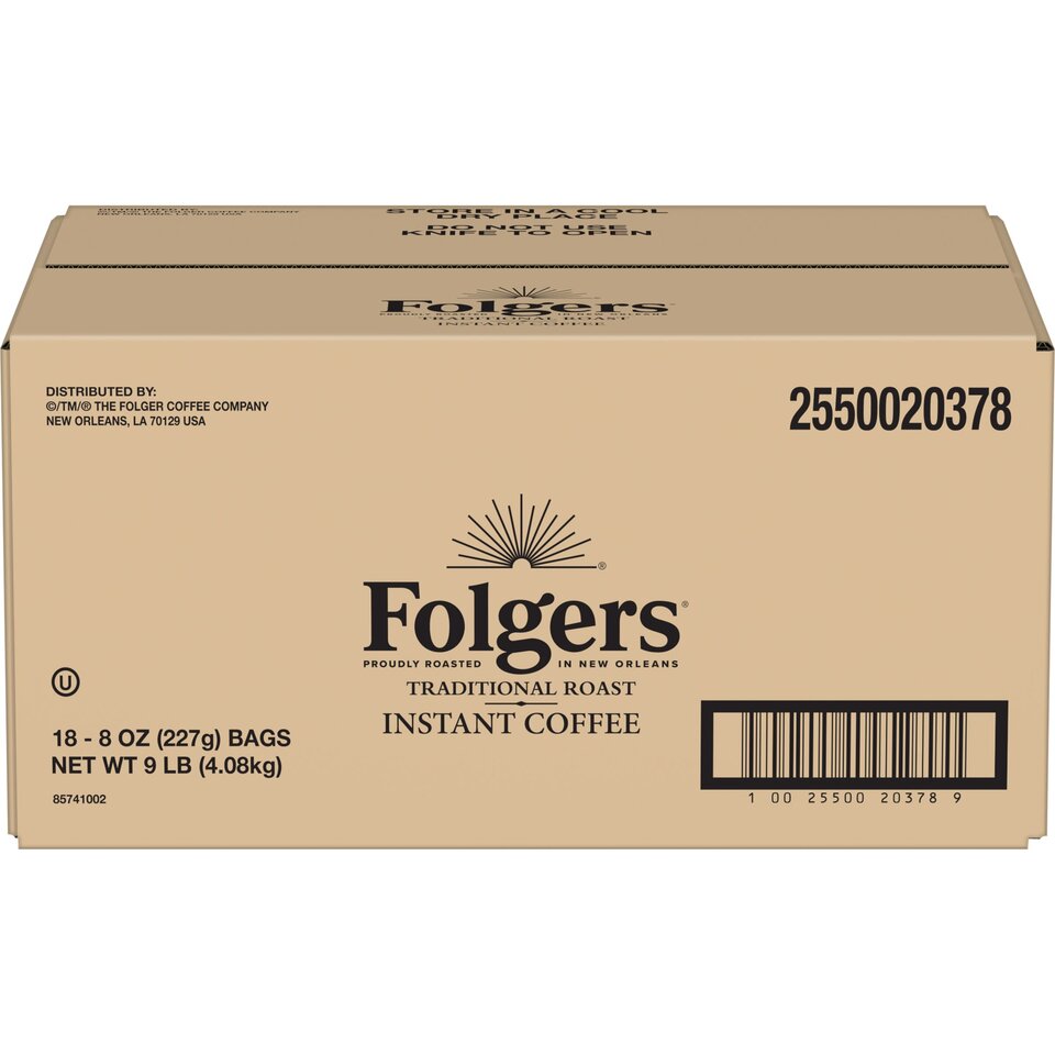 Folgers 8 Ounce Traditional Instant 18 Count Case