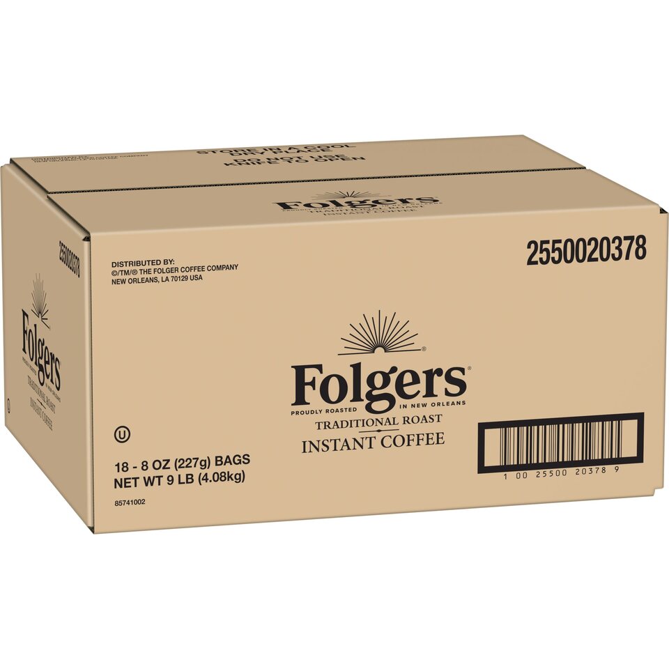 Folgers 8 Ounce Traditional Instant 18 Count Case