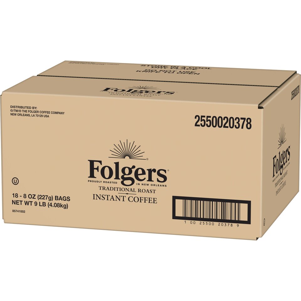Folgers 8 Ounce Traditional Instant 18 Count Case