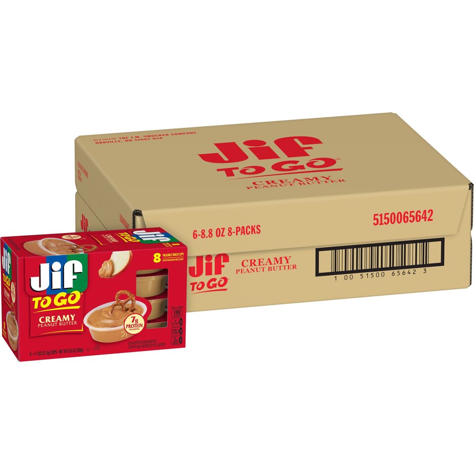 Jif 1.1 Ounce Creamy Peanut Butter To Go 8 Pack 6 Count Case