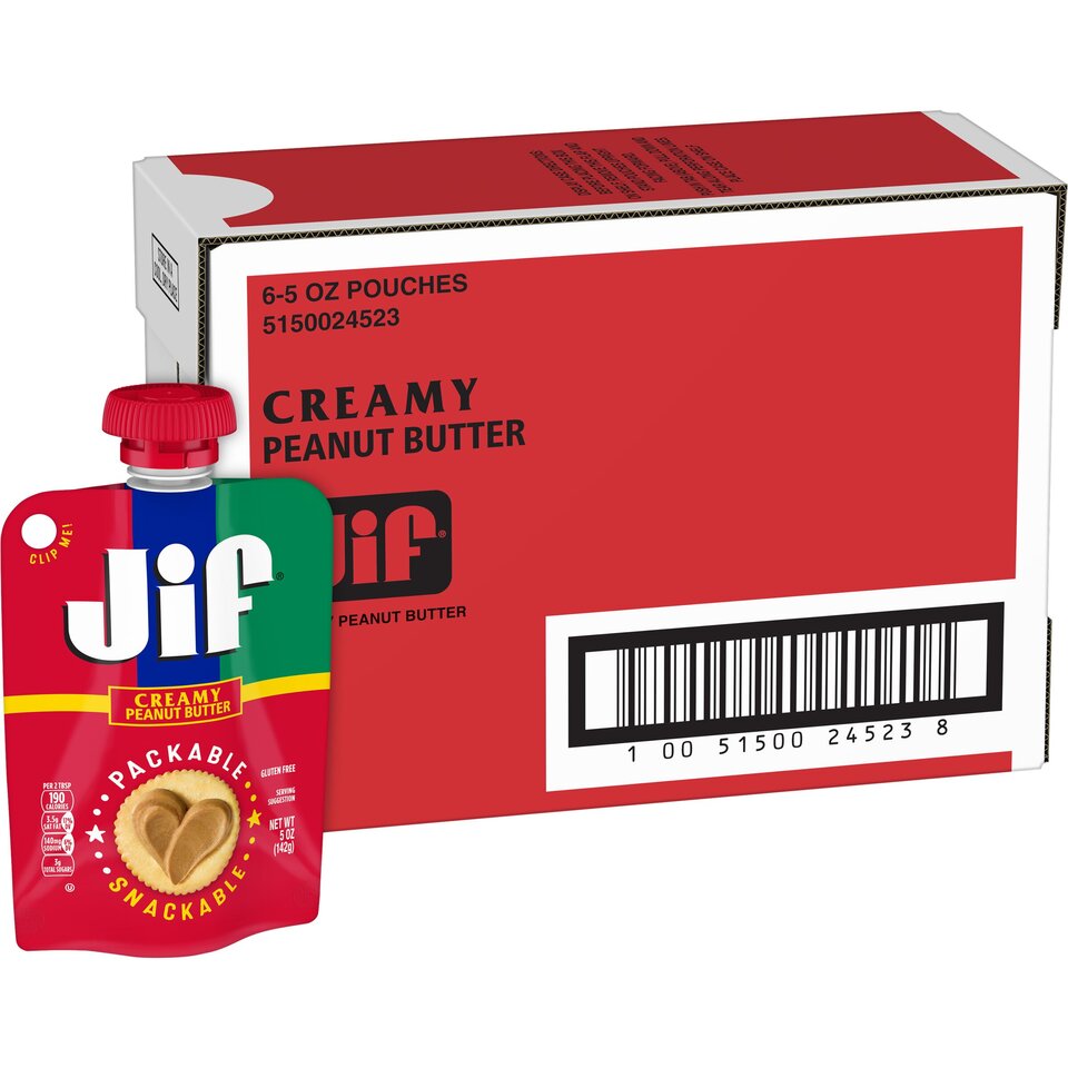 Jif 5 Ounce Creamy Squeeze Peanut Butter 6 Count Case
