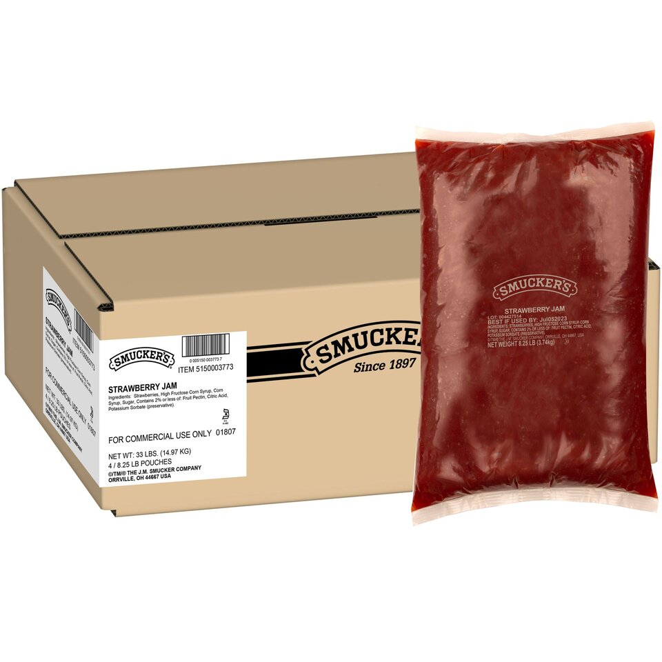 Smucker's 8.25 Pound Strawberry Jam Bulk Pouch Case