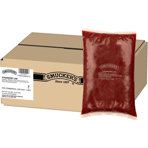Smucker's 8.25 Pound Strawberry Jam Bulk Pouch Case
