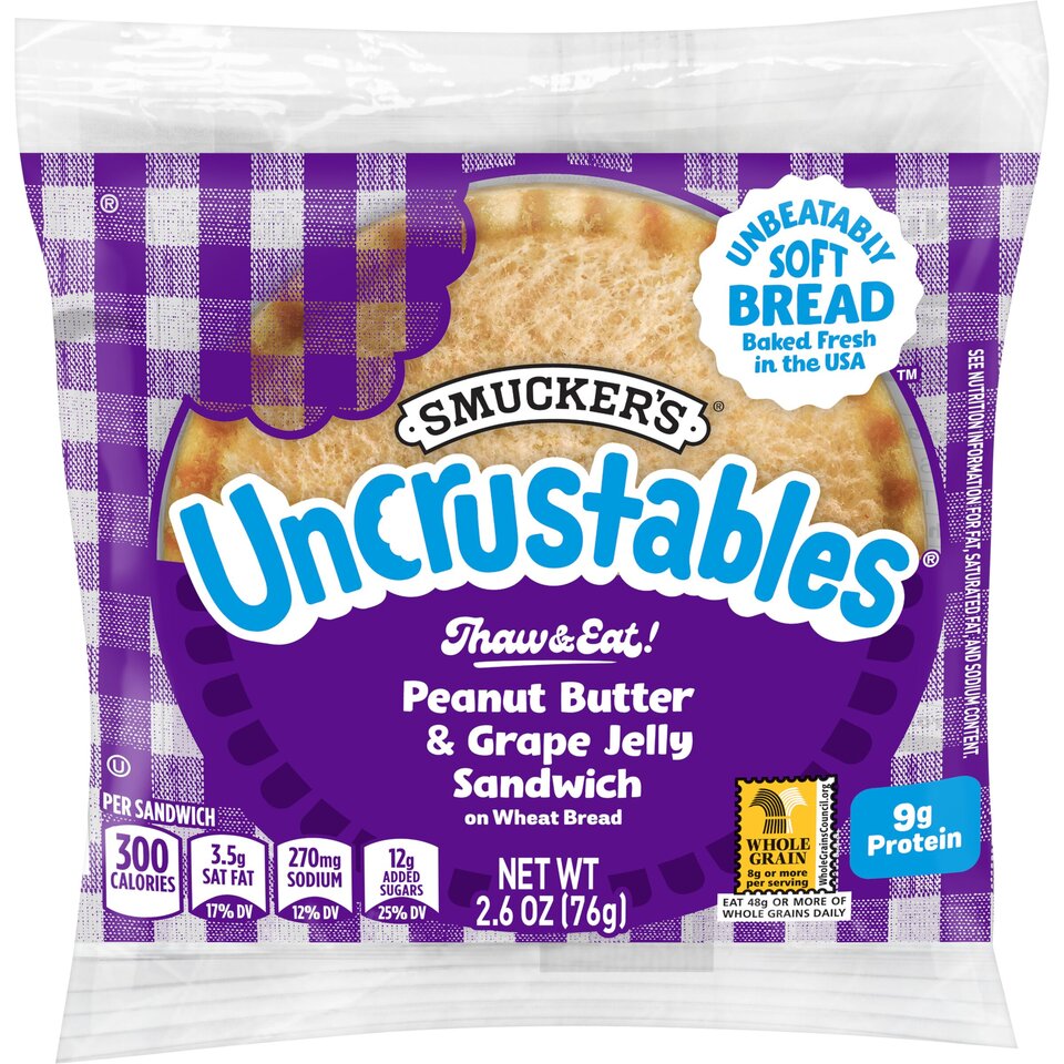 Smucker's 2.6 Ounce Uncrustables Peanut Butter & Grape Wheat 48 Count Case