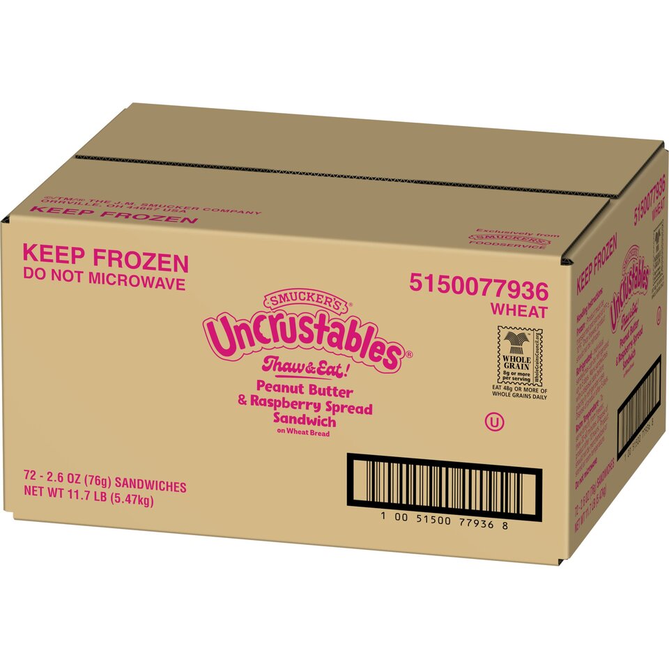 Smucker's Uncrustables 2.6 Ounce Peanut Butter and Raspberry Wheat ...