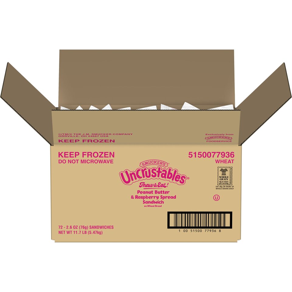 Smucker's Uncrustables 2.6 Ounce Peanut Butter and Raspberry Wheat ...