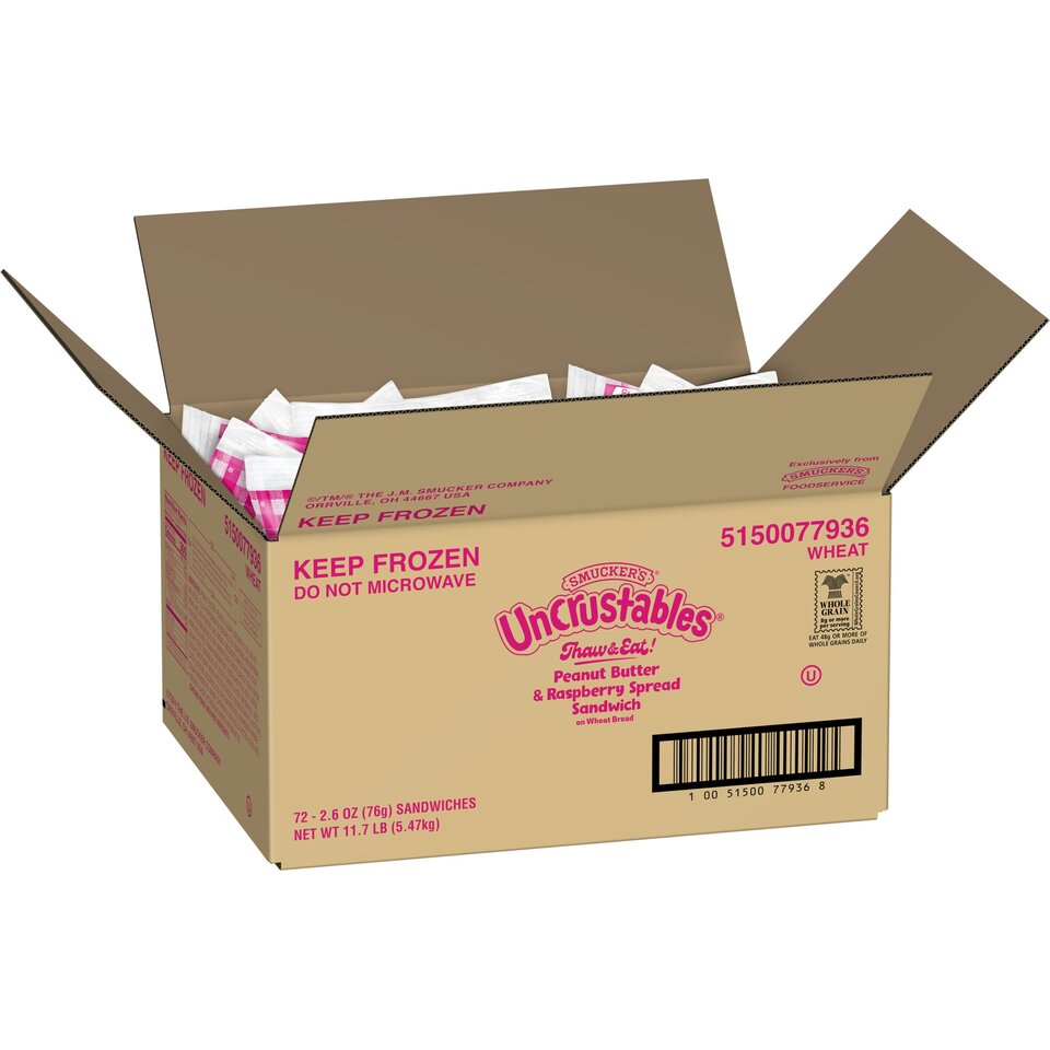 Smucker's Uncrustables 2.6 Ounce Peanut Butter and Raspberry Wheat ...