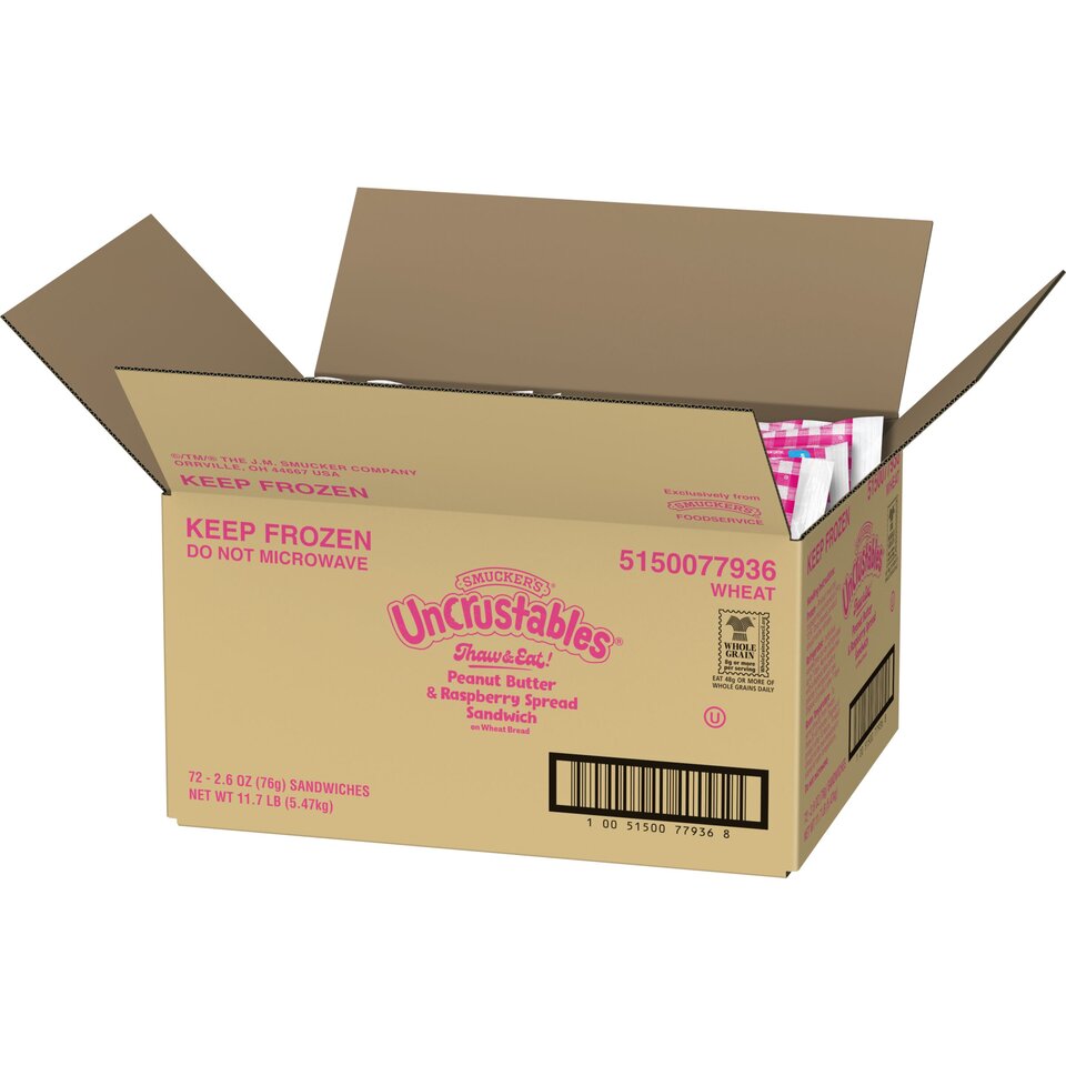Smucker's Uncrustables 2.6 Ounce Peanut Butter and Raspberry Wheat ...