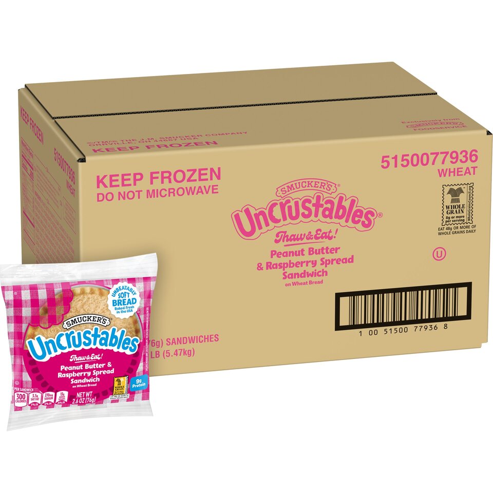 Smucker's Uncrustables 2.6 Ounce Peanut Butter and Raspberry Wheat ...
