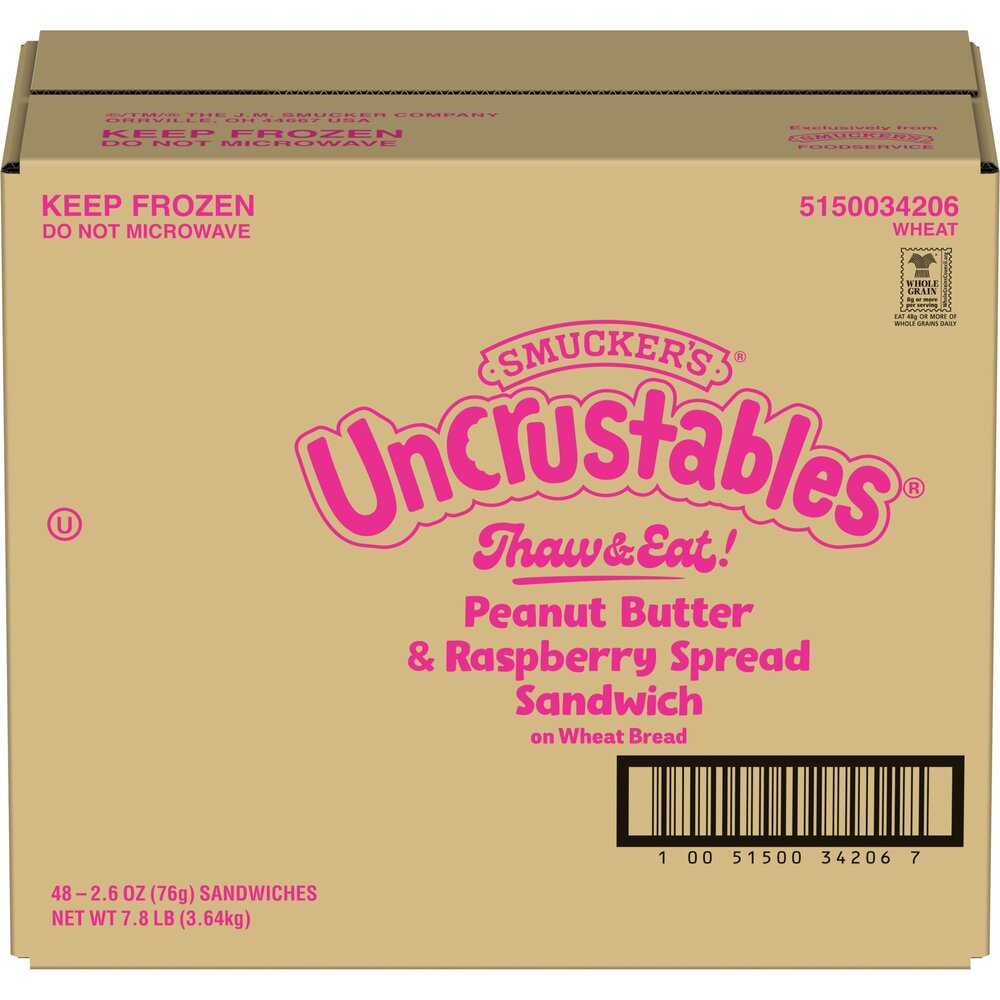 Smucker's Uncrustables 2.6 Ounce Peanut Butter And Strawberry Wheat ...